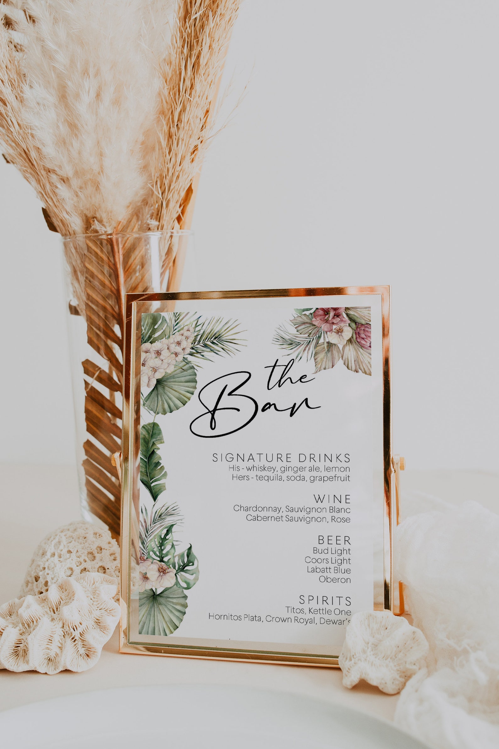 Tropical Bar Menu Template Bar Menu Sign Tropical Wedding - Etsy