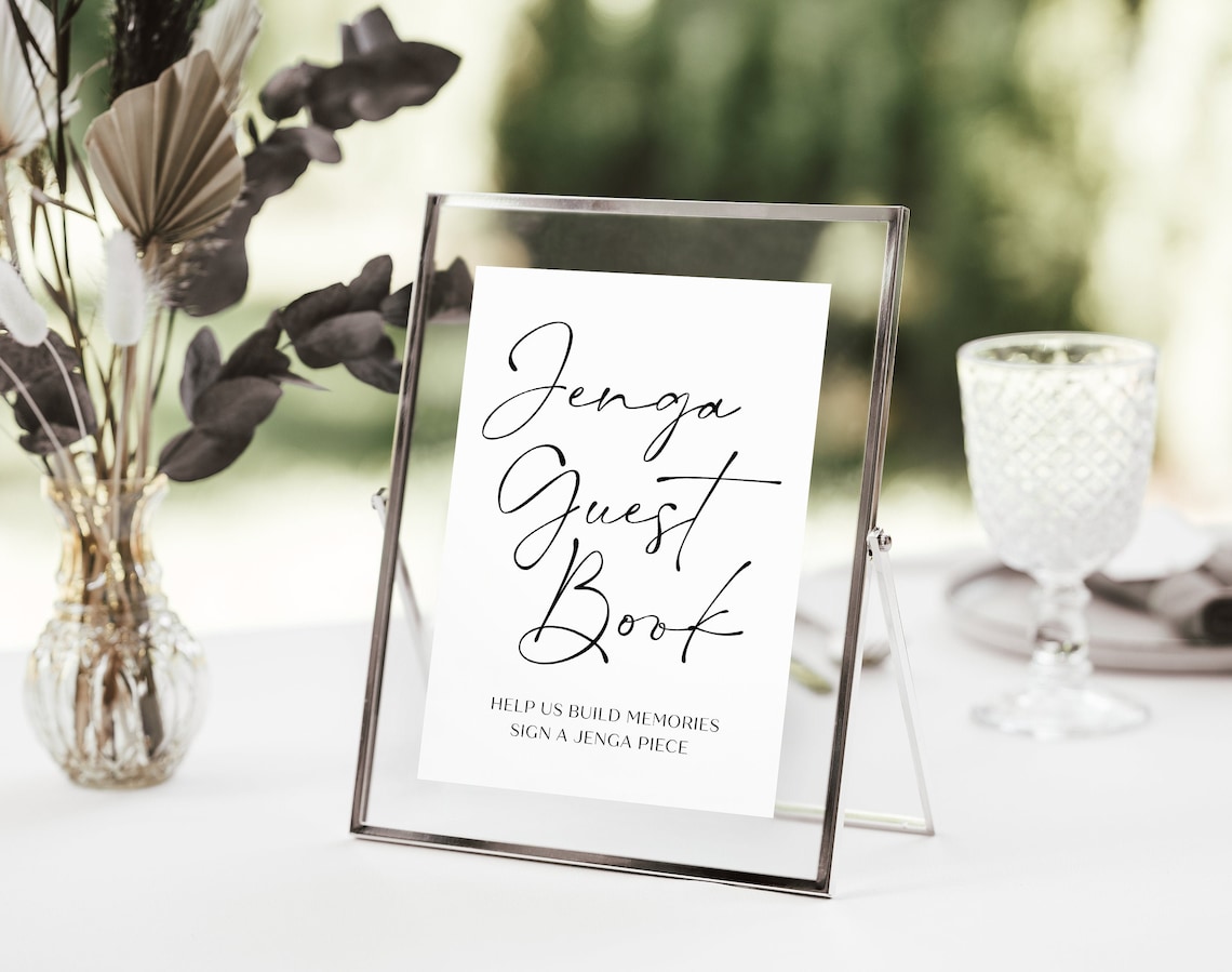 Jenga Guest Book Wedding Jenga Sign Jenga Sign Template - Etsy