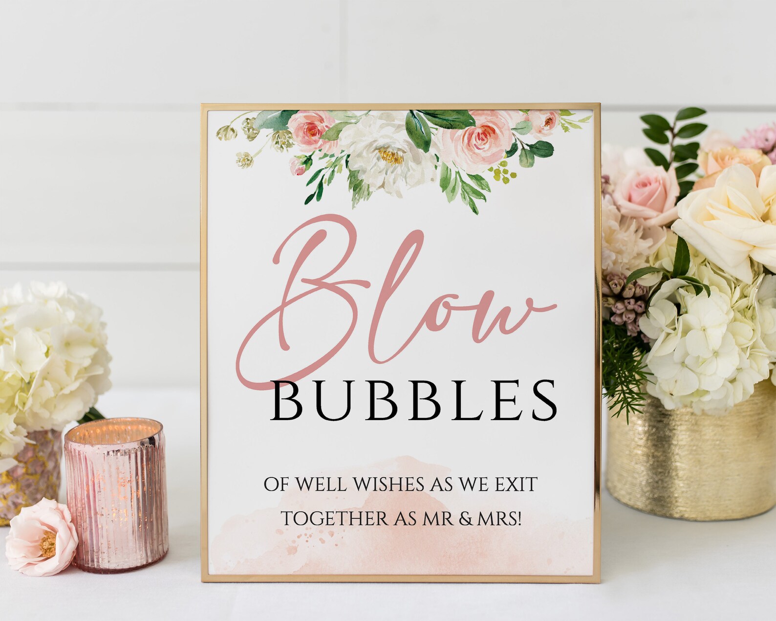 Blow Bubbles Wedding Sign Bubbles Send off Sign Blush - Etsy
