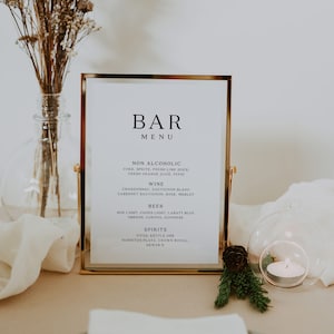 Bar Menu Template, Elegant Bar Menu Sign, Drinks Menu Sign, Elegant ...