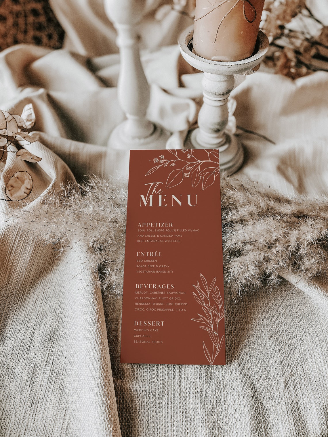 Terracotta Menu Floral Menu Wedding Menu Template Botanical - Etsy