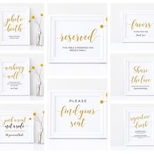 Gold Wedding Signs Bundle, Wedding Signs Templates Editable and ...