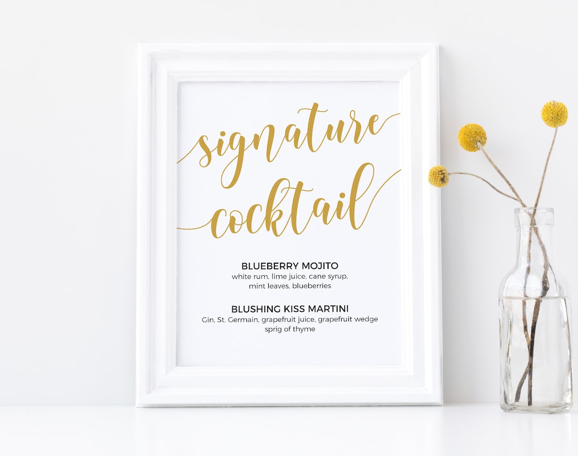 Signature Cocktails Wedding Signature Cocktail Sign - Etsy