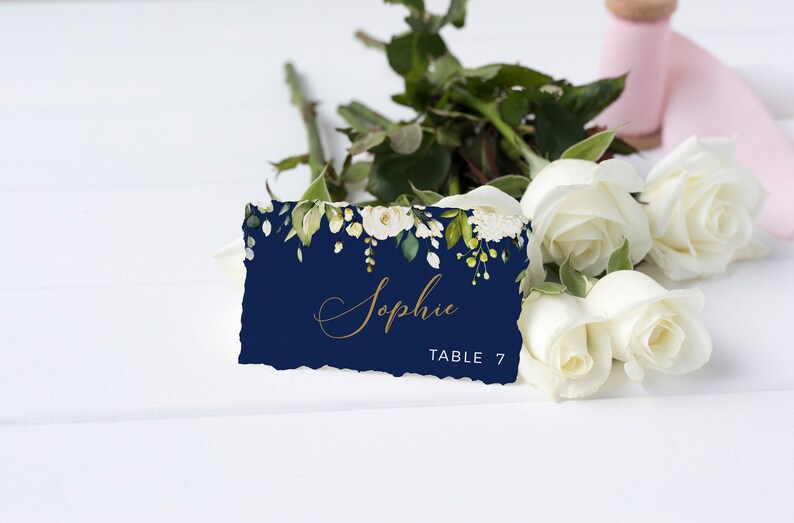 Navy Place Cards Name Cards Template Wedding Place Cards - Etsy