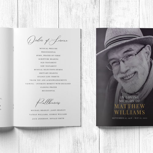 Funeral Program Template in Loving Memory Program Template | Etsy