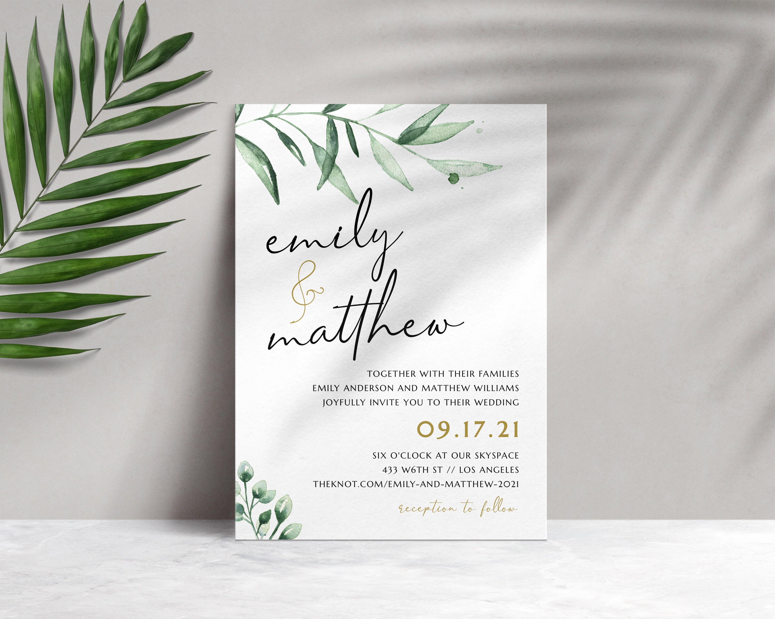 Greenery Invitation set Wedding invitation template with | Etsy