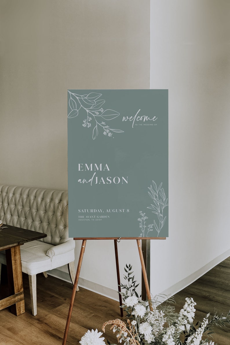 Sage Welcome Sign Welcome Sign Template Sage Floral Welcome - Etsy