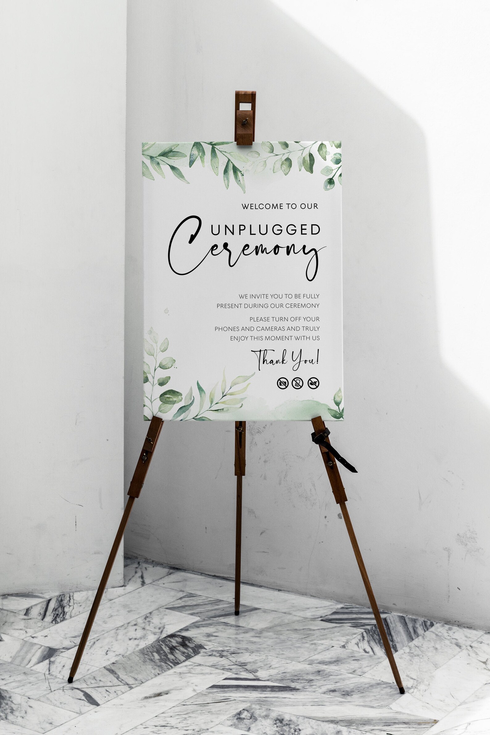 Unplugged Ceremony Sign Wedding Unplugged Sign Greenery - Etsy