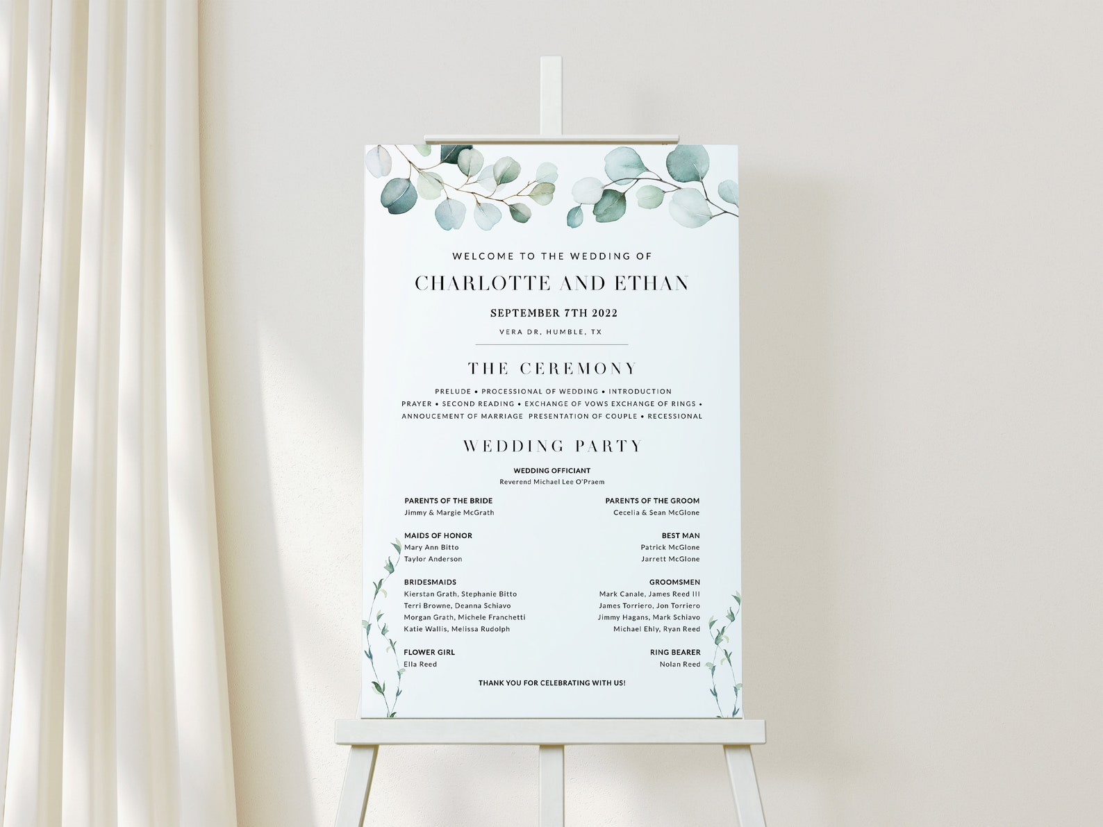 Wedding Ceremony Program Sign Wedding Program Template - Etsy