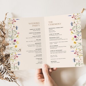 Wedding Program Template, Booklet Wedding Program, Beige Wildflower ...