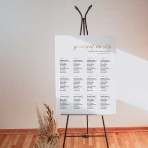 Gold Seating Chart, Wedding Seating Chart Template, DIY Seating Plan ...