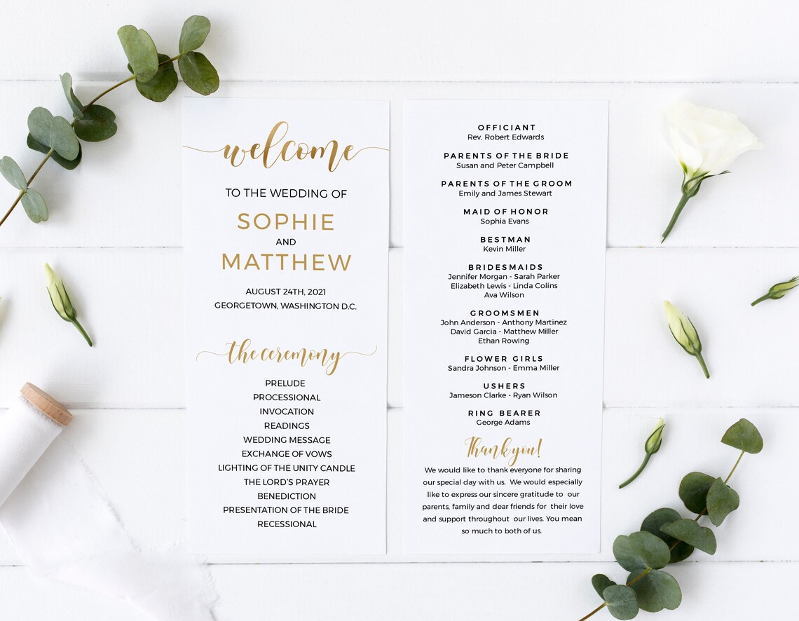 Program Template Wedding Program Printable Program Template - Etsy