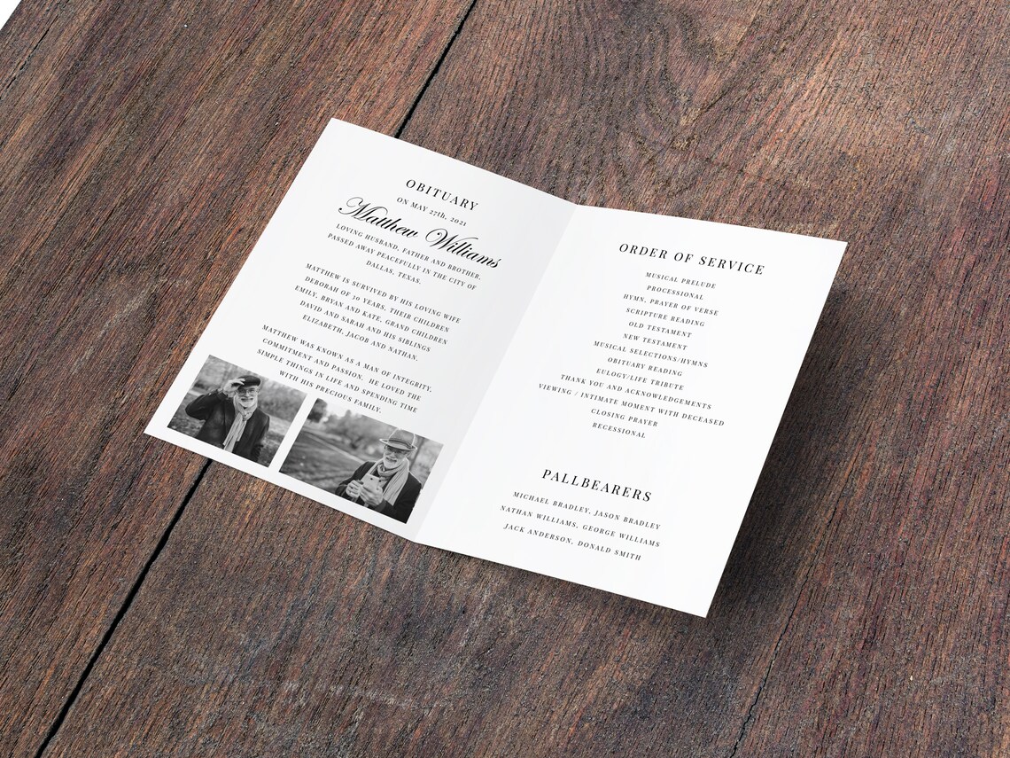 Funeral Program Template Elegant Formal Program Template - Etsy
