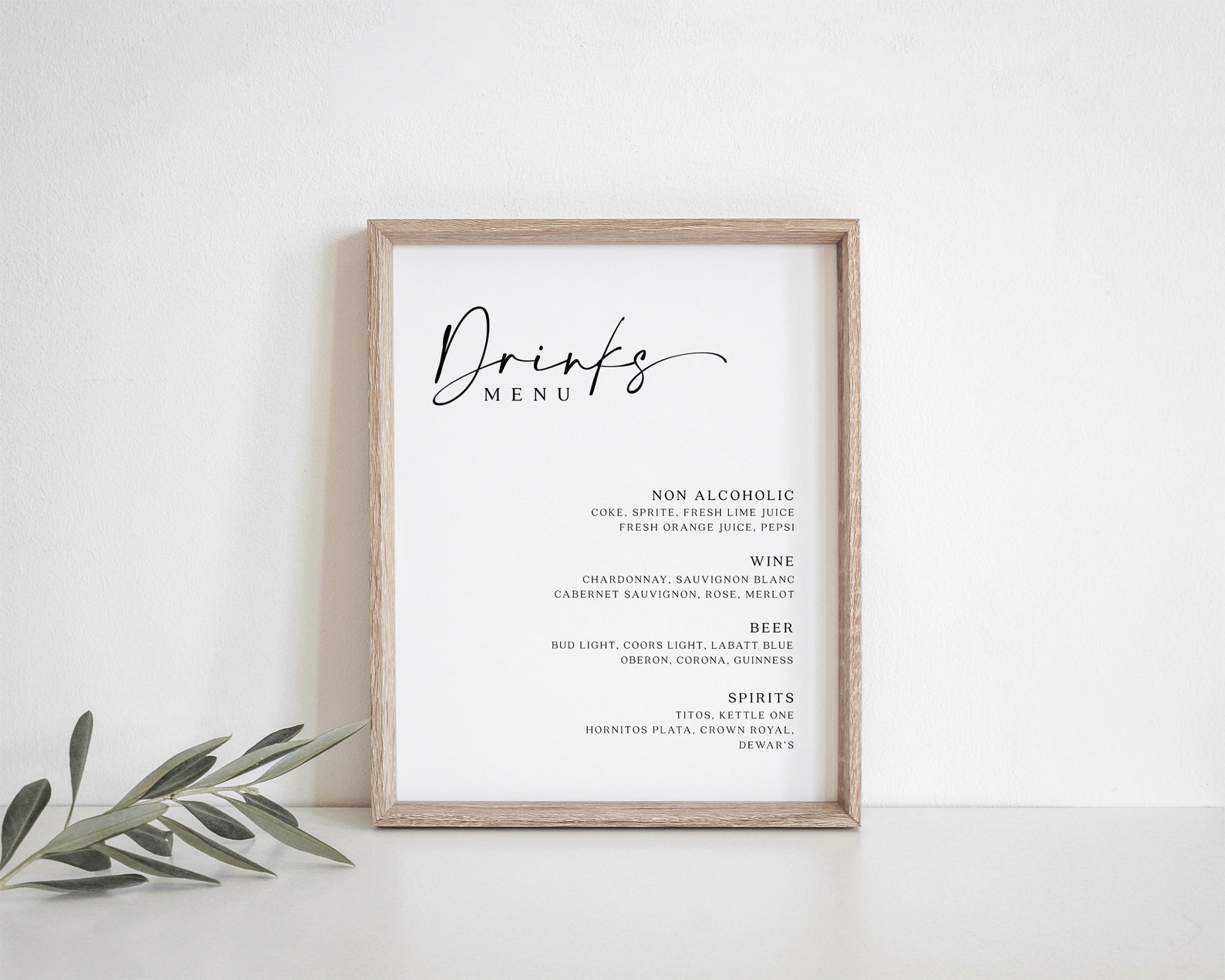 Drinks Sign Wedding Drinks Menu Template Drinks Menu Sign | Etsy