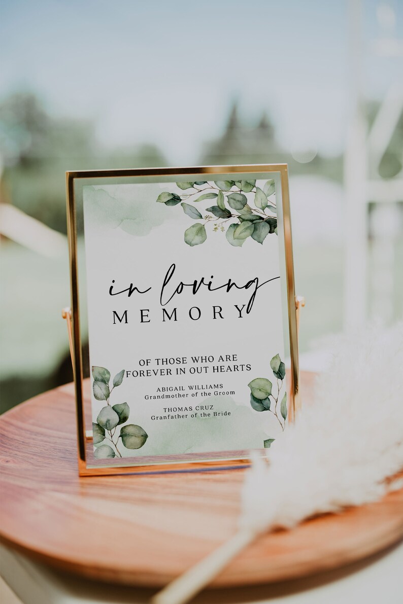 In Loving Memory Sign Wedding Sign Template Greenery Sign - Etsy