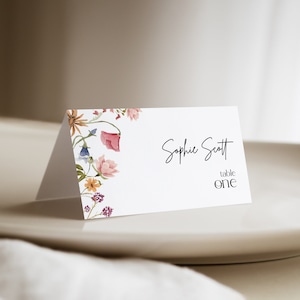 Floral Place Cards, Name Tags Template, Wildflower Place Cards ...
