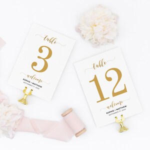 Gold Table Numbers, Wedding Table Numbers Printable, Table Numbers ...