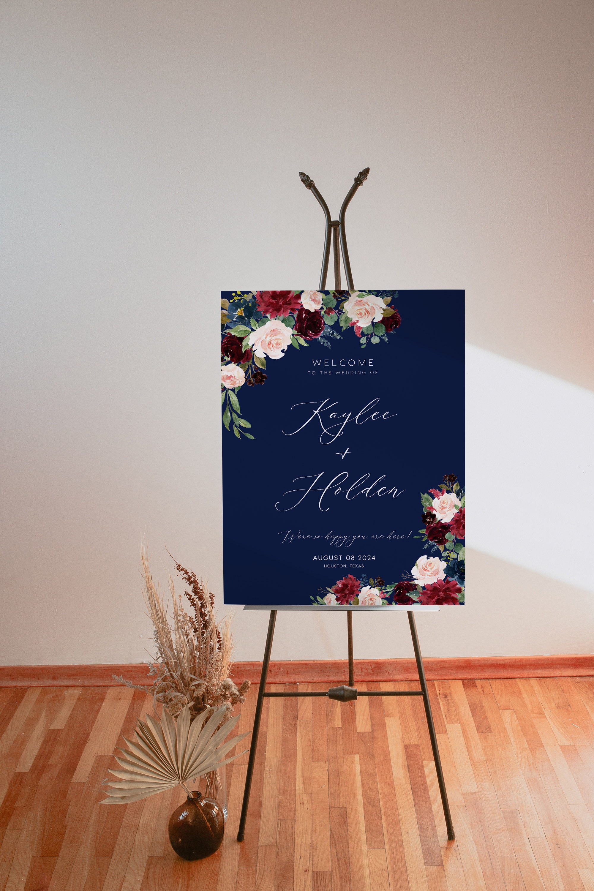 Wedding Welcome Sign Navy Welcome Sign Template Bohemian - Etsy
