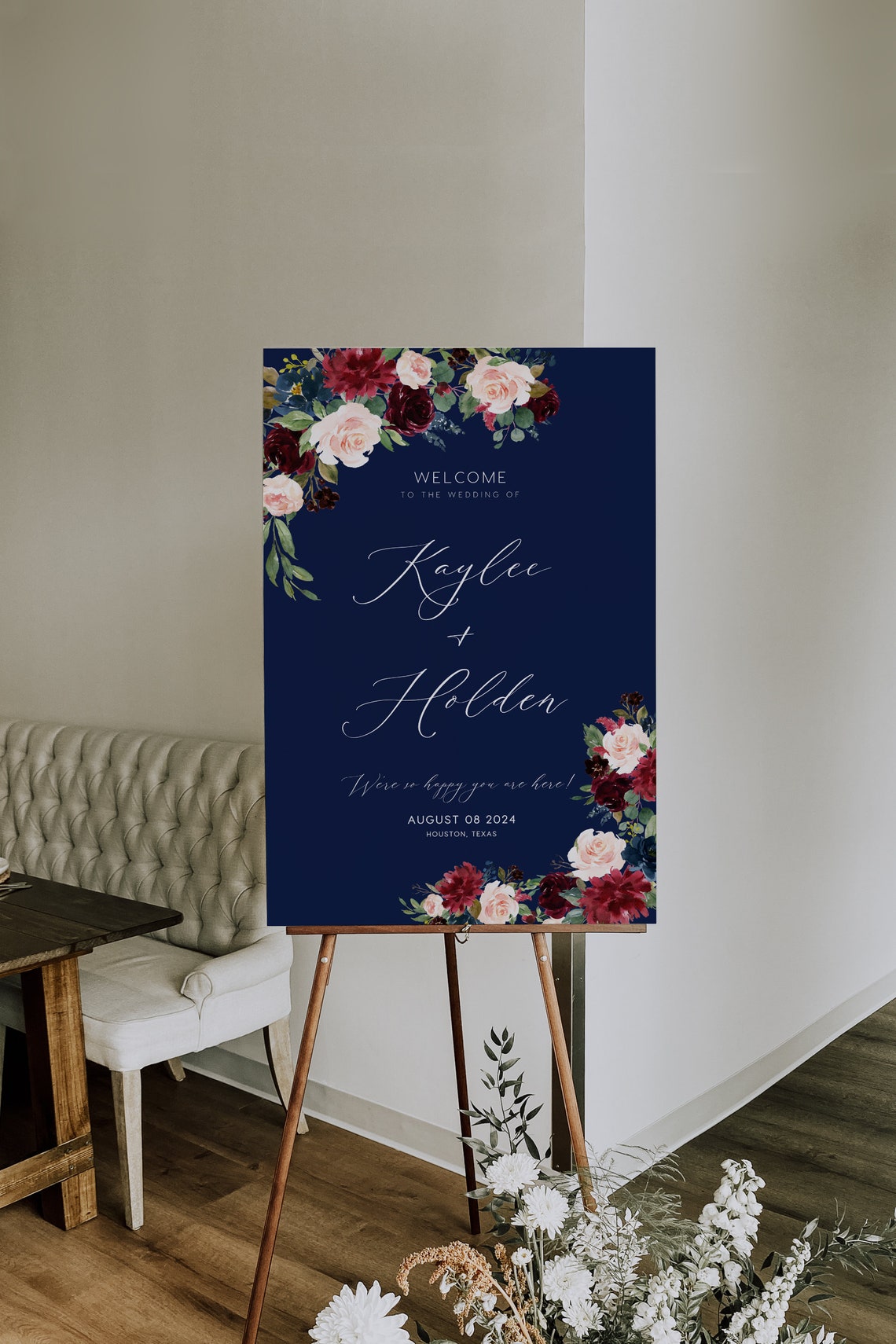 Wedding Welcome Sign Navy Welcome Sign Template Bohemian - Etsy