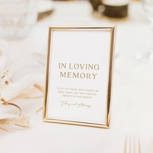 Gold in Loving Memory Sign, in Loving Memory Template, Gold Wedding ...