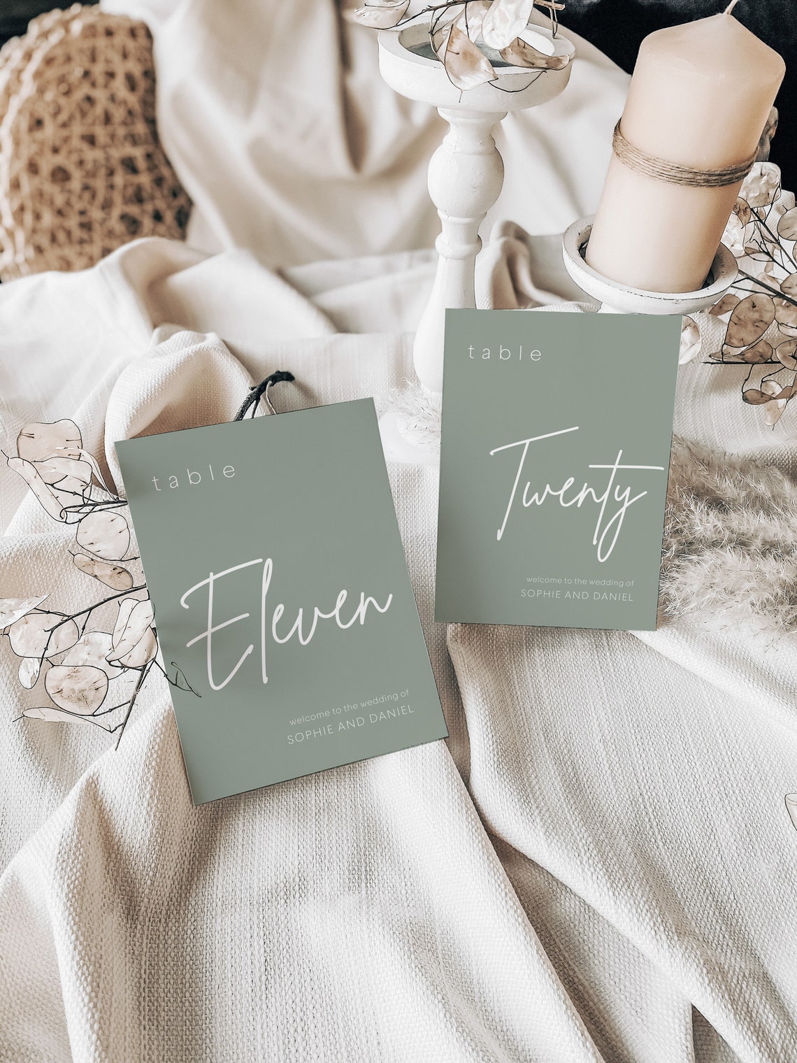 Sage Green Table Numbers Wedding Table Numbers Template Boho | Etsy
