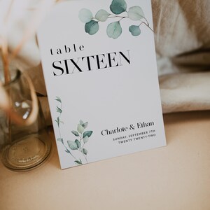 Table Numbers Printable Eucalyptus Table Numbers Wedding - Etsy