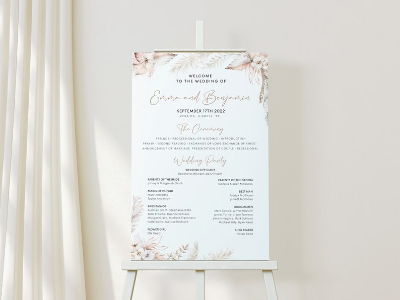 Wedding program sign Wedding ceremony program template | Etsy