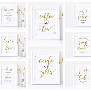 Gold Wedding Signs Bundle, Wedding Signs Templates Editable and ...