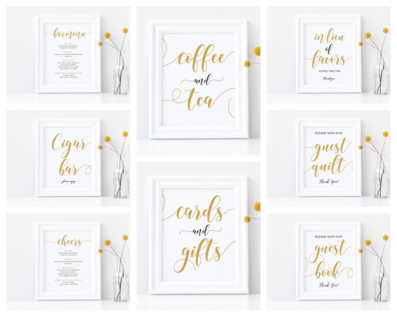 Gold Wedding Signs Bundle Wedding Signs Templates Editable | Etsy