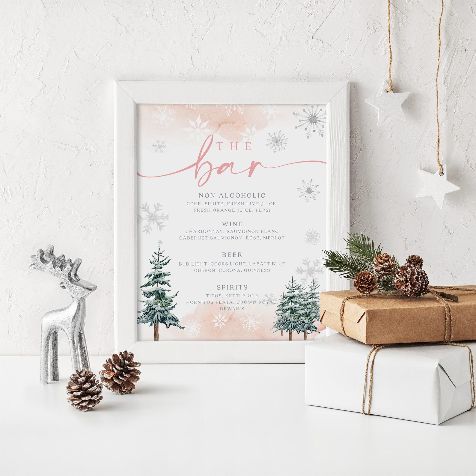 Bar Menu Sign Template Winter Bar Menu Sign Drinks Menu Sign - Etsy