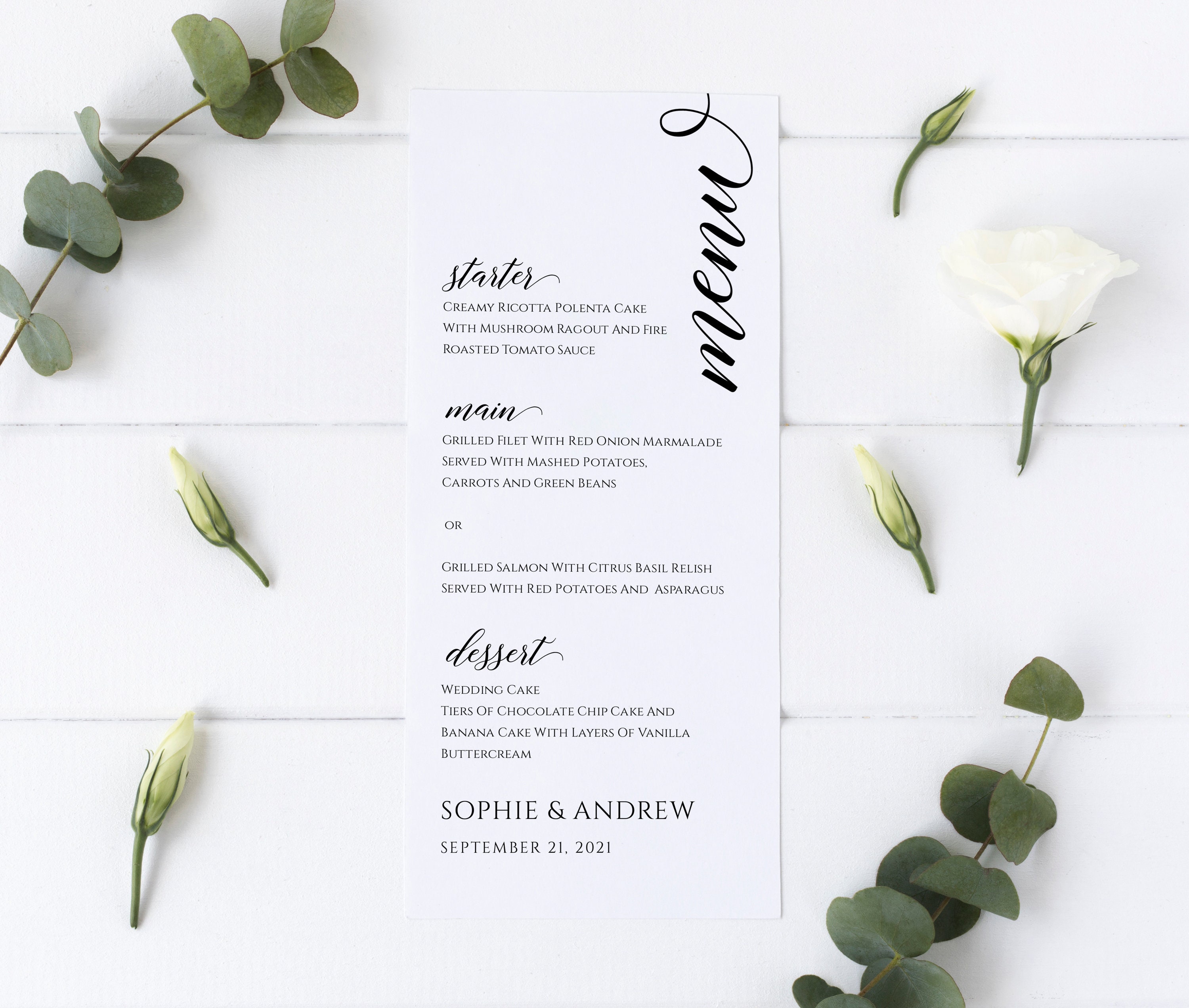 Minimalist Menu Wedding Menu Template Rustic Wedding Menu | Etsy