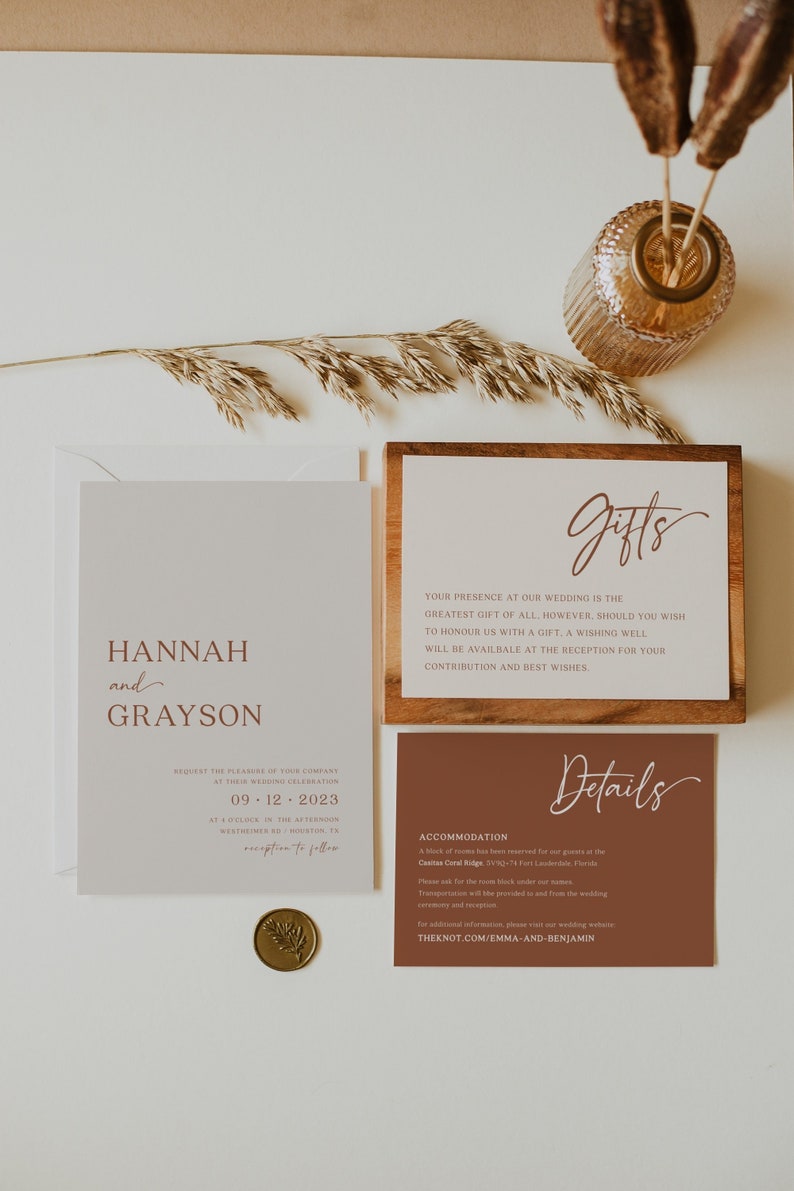 Modern Boho Wedding Invitation Set Wedding Invitation - Etsy