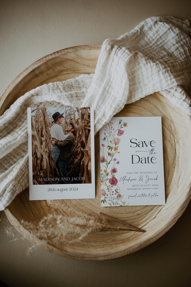 Floral Save the Date Cards Wildflower Save the Date Boho - Etsy