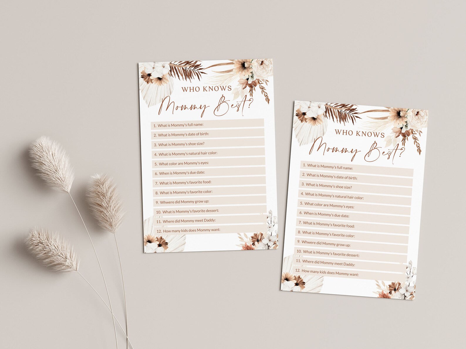Who Knows Mommy Best Baby Shower Game Template Editable Baby | Etsy
