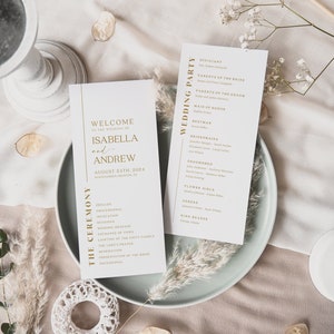 Wedding Ceremony Program, Gold Program Template, Wedding Church Program ...