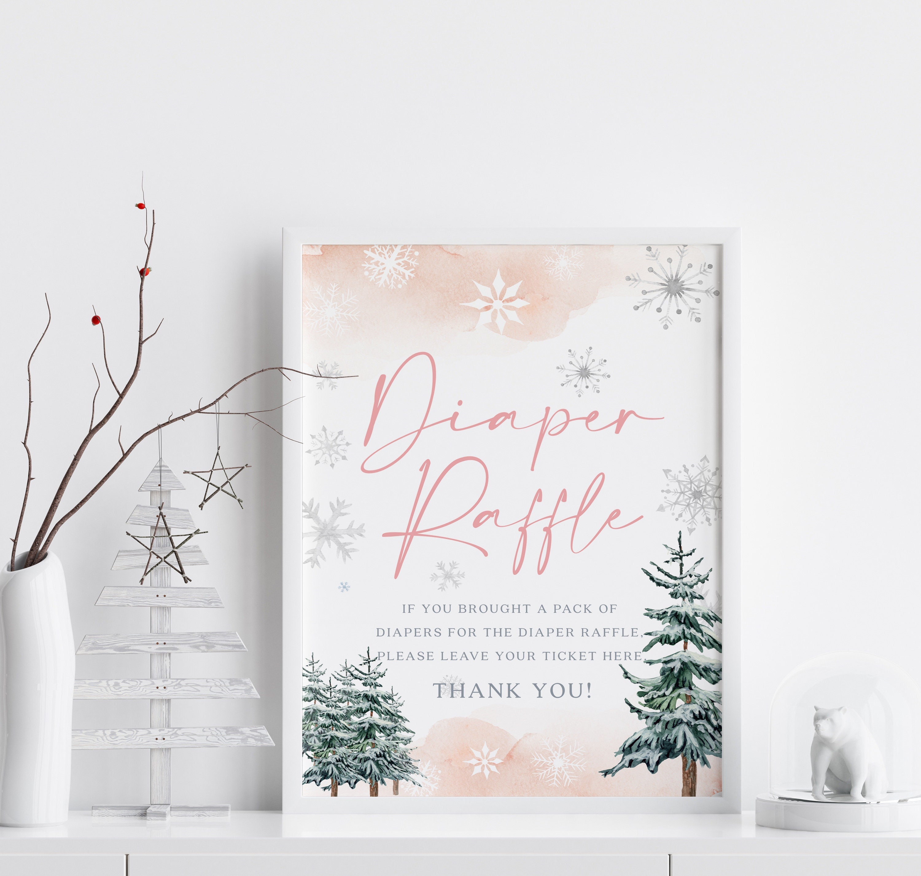 Diaper Raffle Sign Baby Shower Diaper Raffle Sign Winter - Etsy