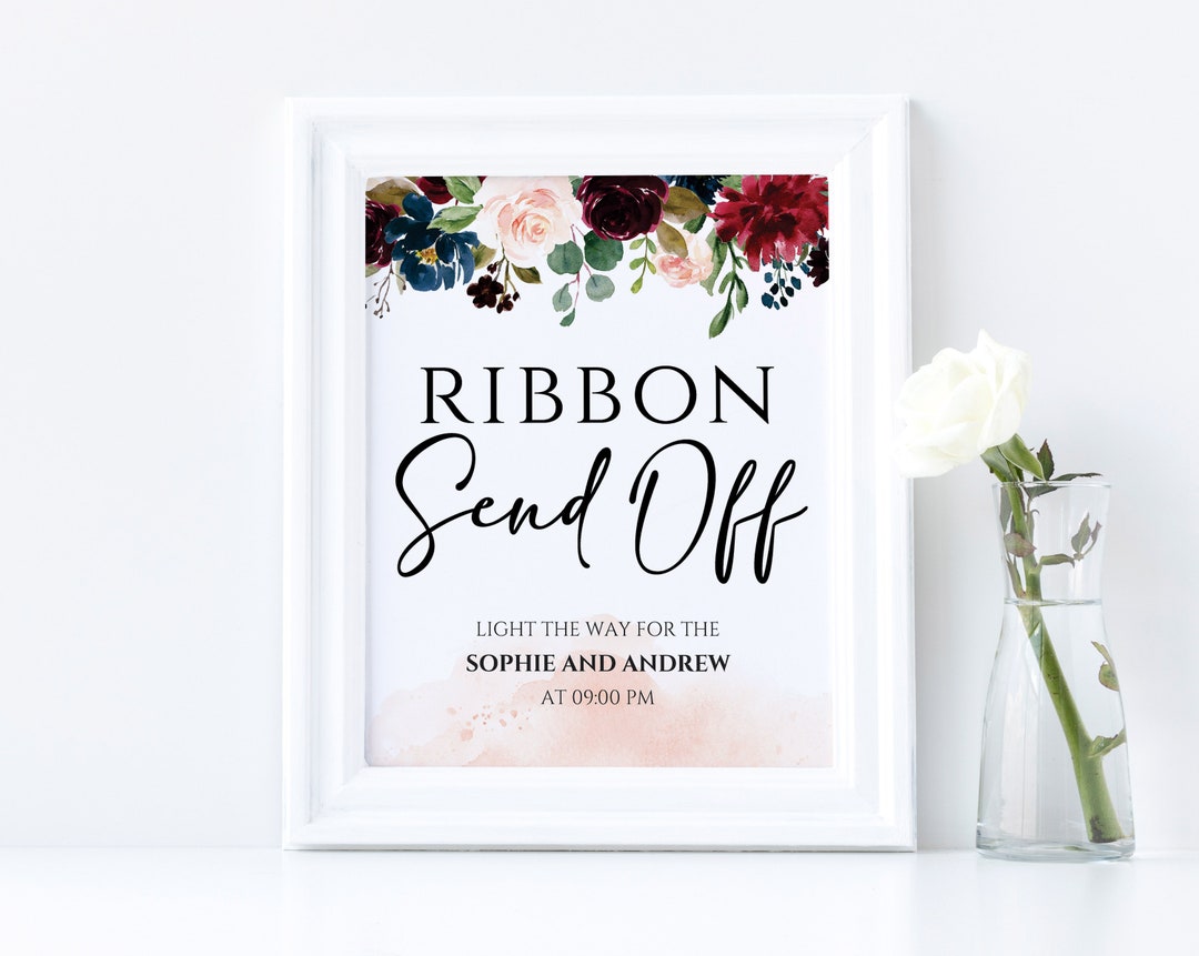 Ribbon Send off Sign, Wedding Sign, Wedding Send off Sign, Marsala ...