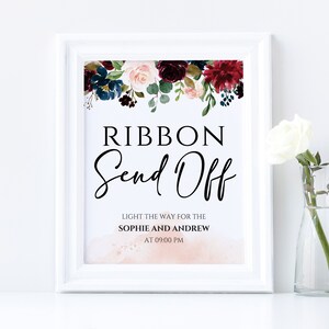 Ribbon Send off Sign, Wedding Sign, Wedding Send off Sign, Marsala ...