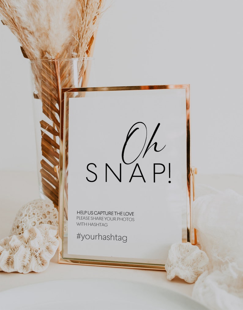 Oh snap sign Wedding sign template Wedding hashtag sign | Etsy