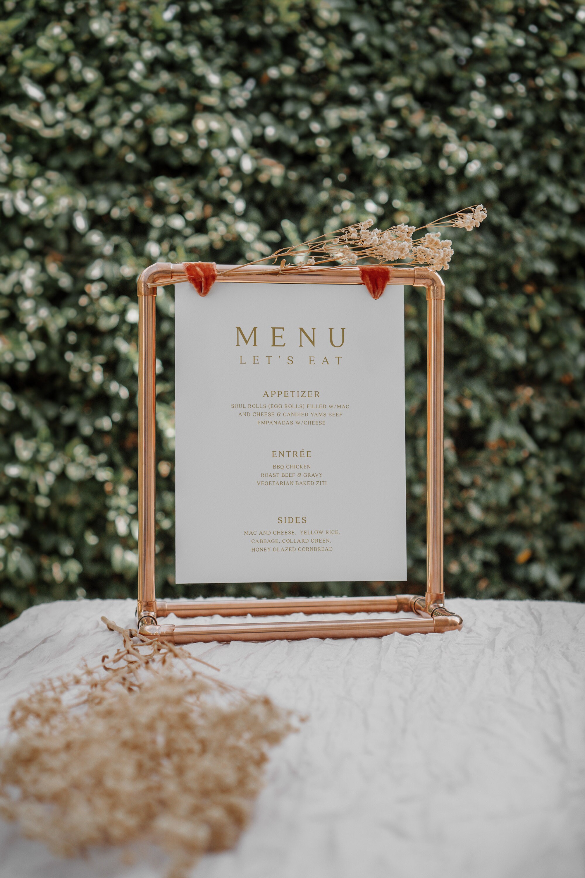Gold Menu Sign Template Table Menu Sign Wedding Menu - Etsy
