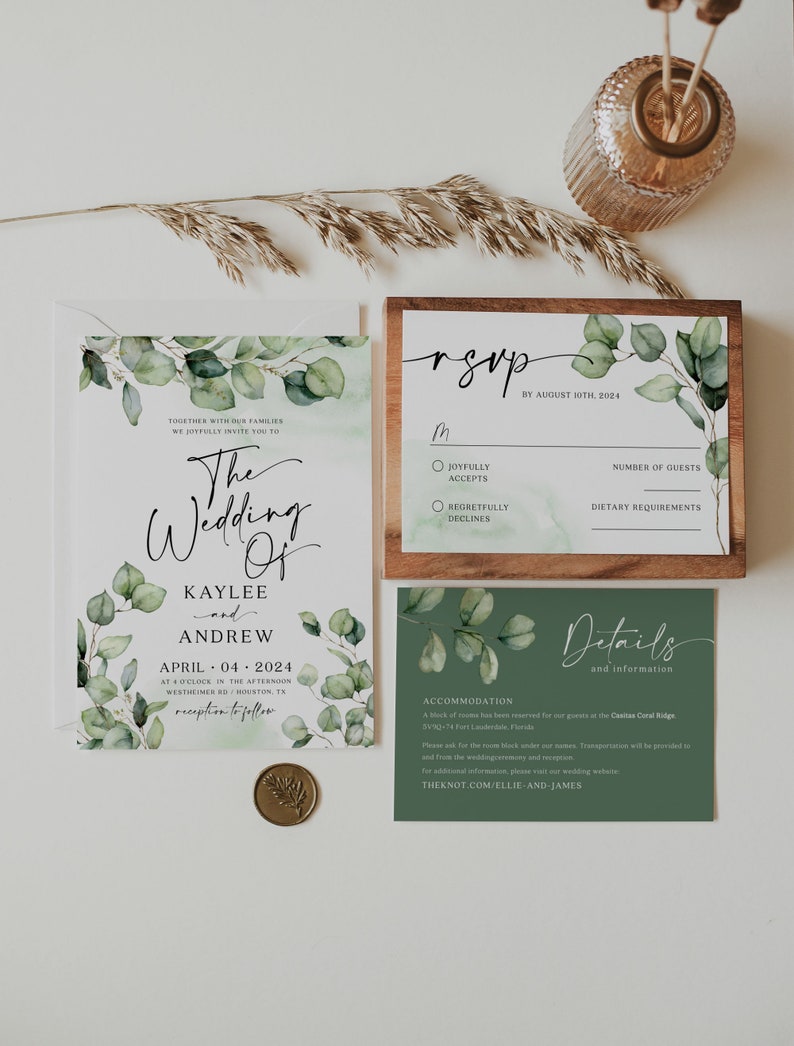 Greenery Wedding Invitation Suite Wedding Invitation - Etsy