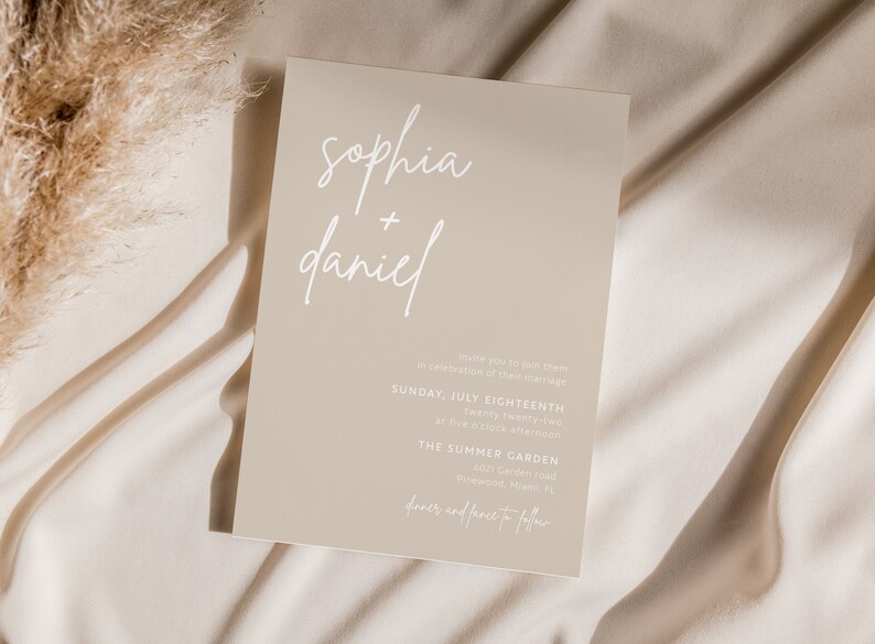 Beige Invitation Suite Cream Wedding Invitation Set Templett - Etsy