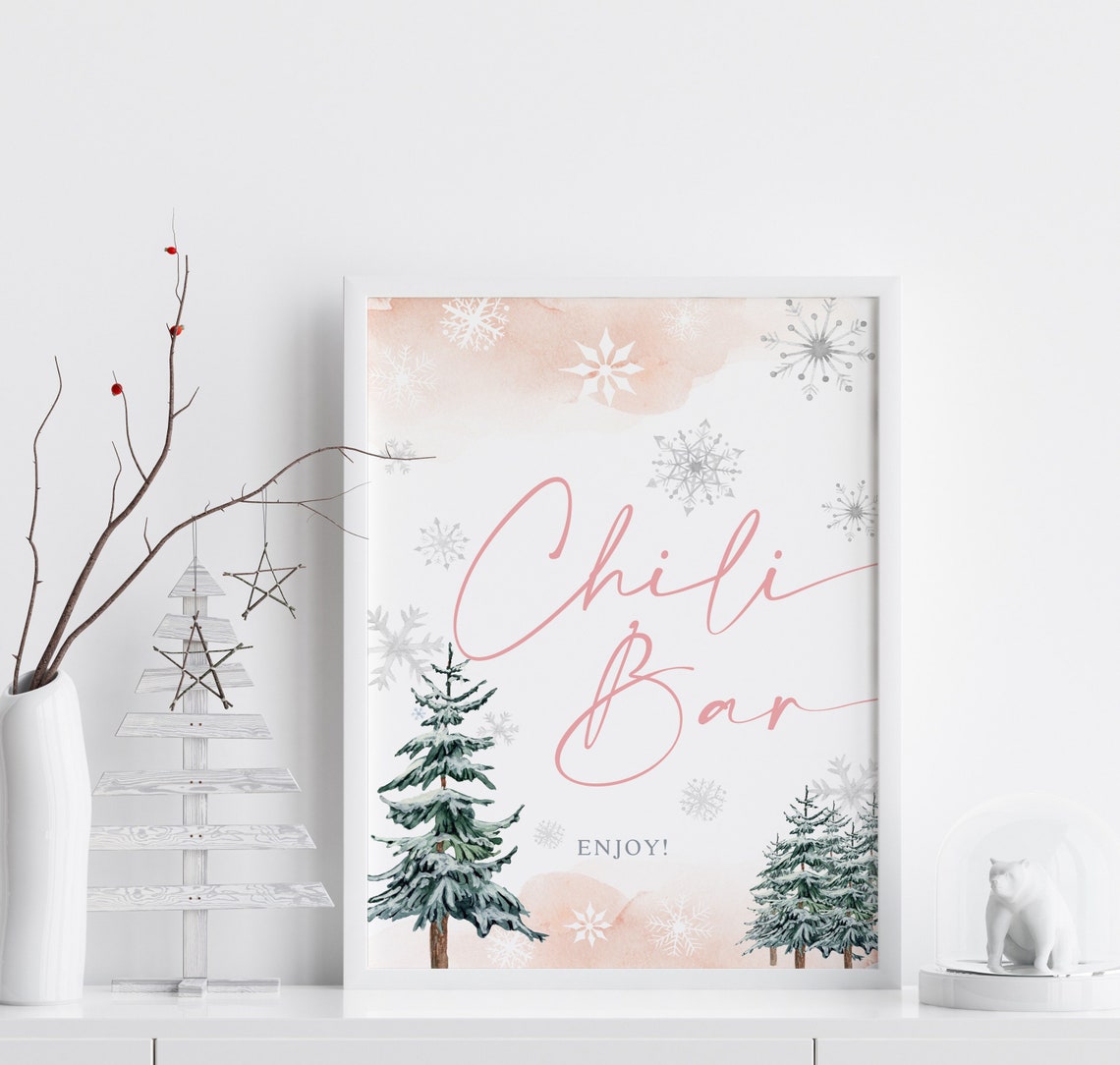 Chili Bar Sign Chili Bar Template Baby Shower Sign Winter - Etsy