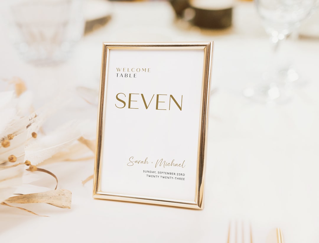 Gold Table Numbers, Wedding Table Number, Table Numbers Template ...