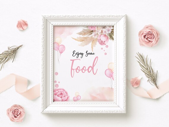 Food Table Sign Food Sign Template Baby Shower Pink Theme - Etsy