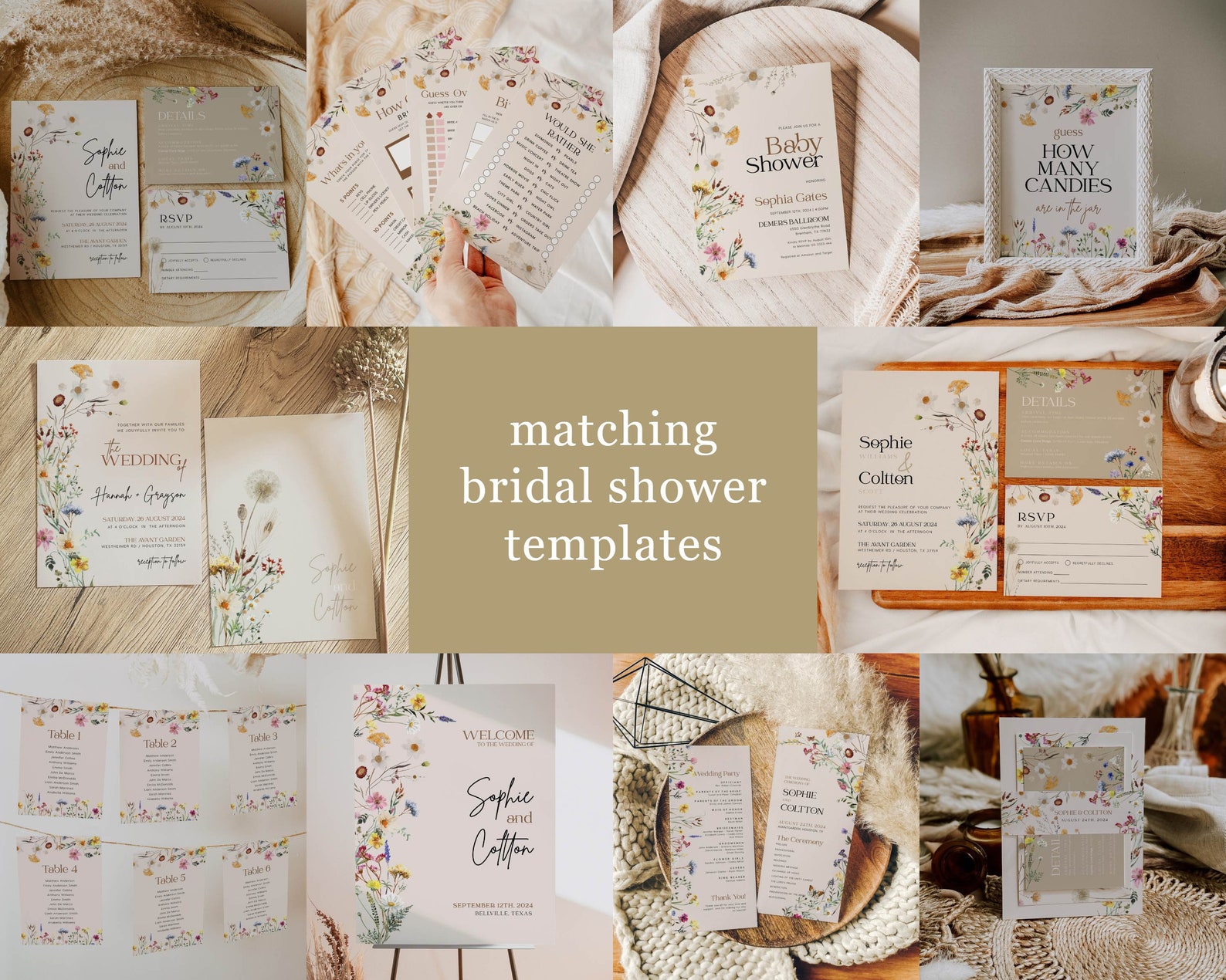 Wedding Ceremony Program, Wedding Party Program Cards, Boho Wedding ...