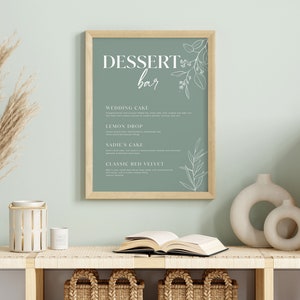 Dessert Menu Sign, Dessert Menu Template, Floral Wedding Sign ...