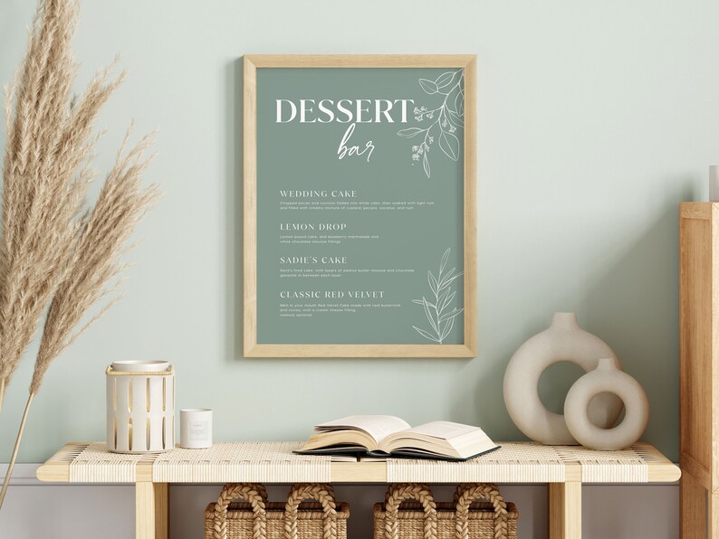 Dessert Menu Sign Dessert Menu Template Floral Wedding Sign - Etsy