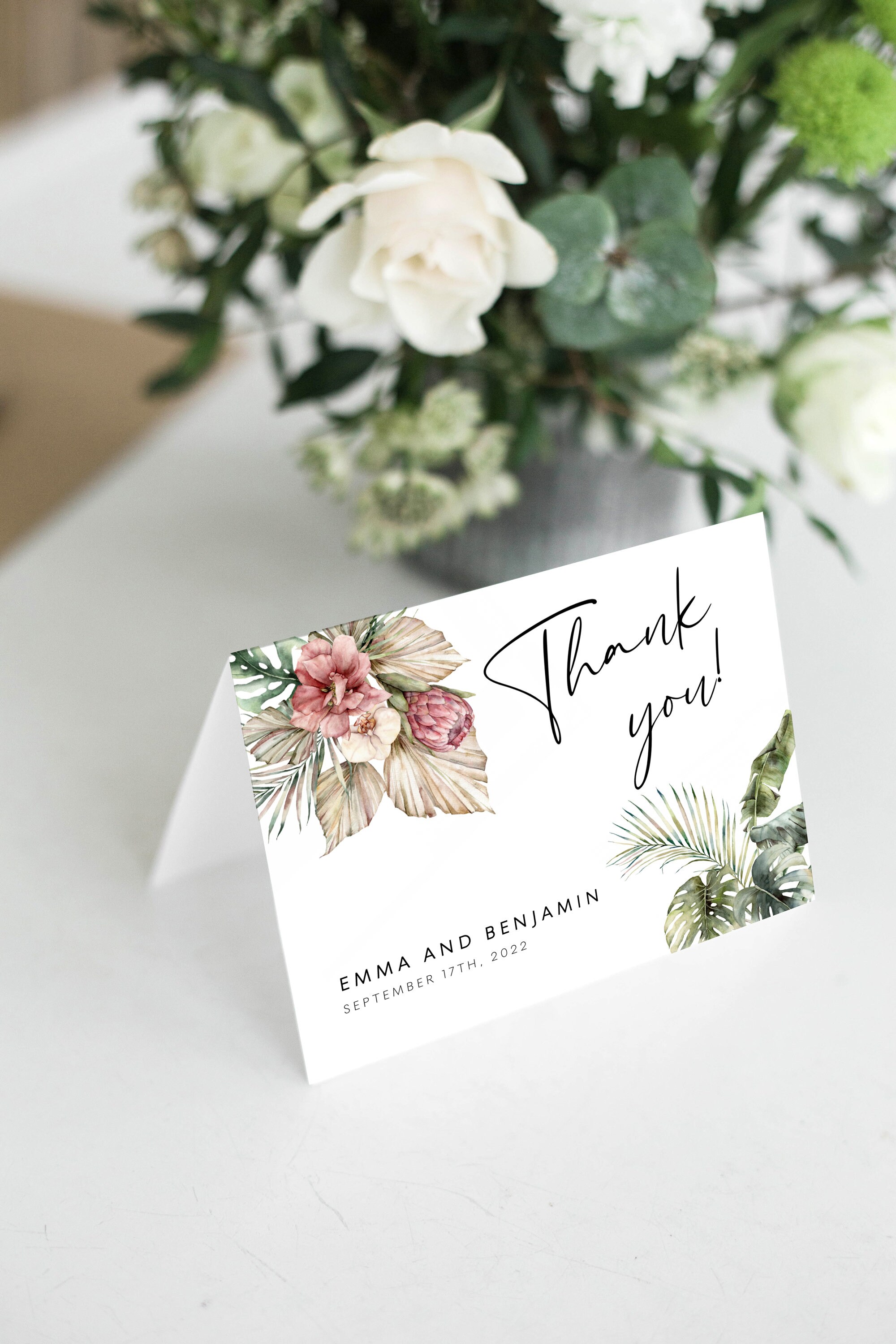 Thank You Card Tropical Thank You Cards Wedding Thank You - Etsy