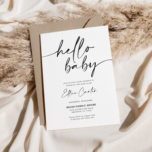 Hello Baby Invitation, Baby Shower Invitation Template, Modern and ...